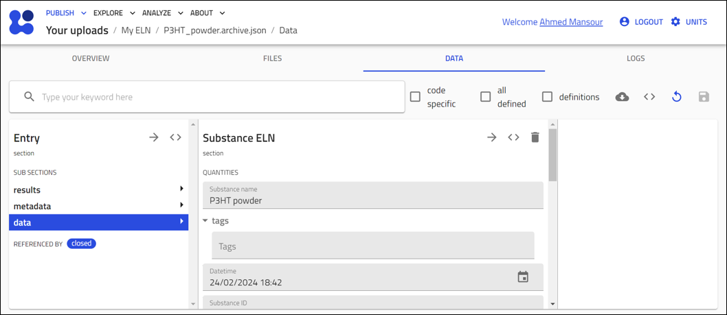 Substances - NOMAD Onboarding Workshop